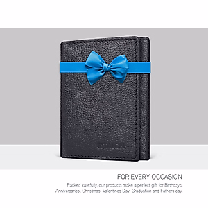 ESTALON Real Leather Trifold Wallet For Men-RFID Slim Tri Fold Wallets Minimalist 3 fold Credit Card Holder ID Window Christmas Gift (Phantom)