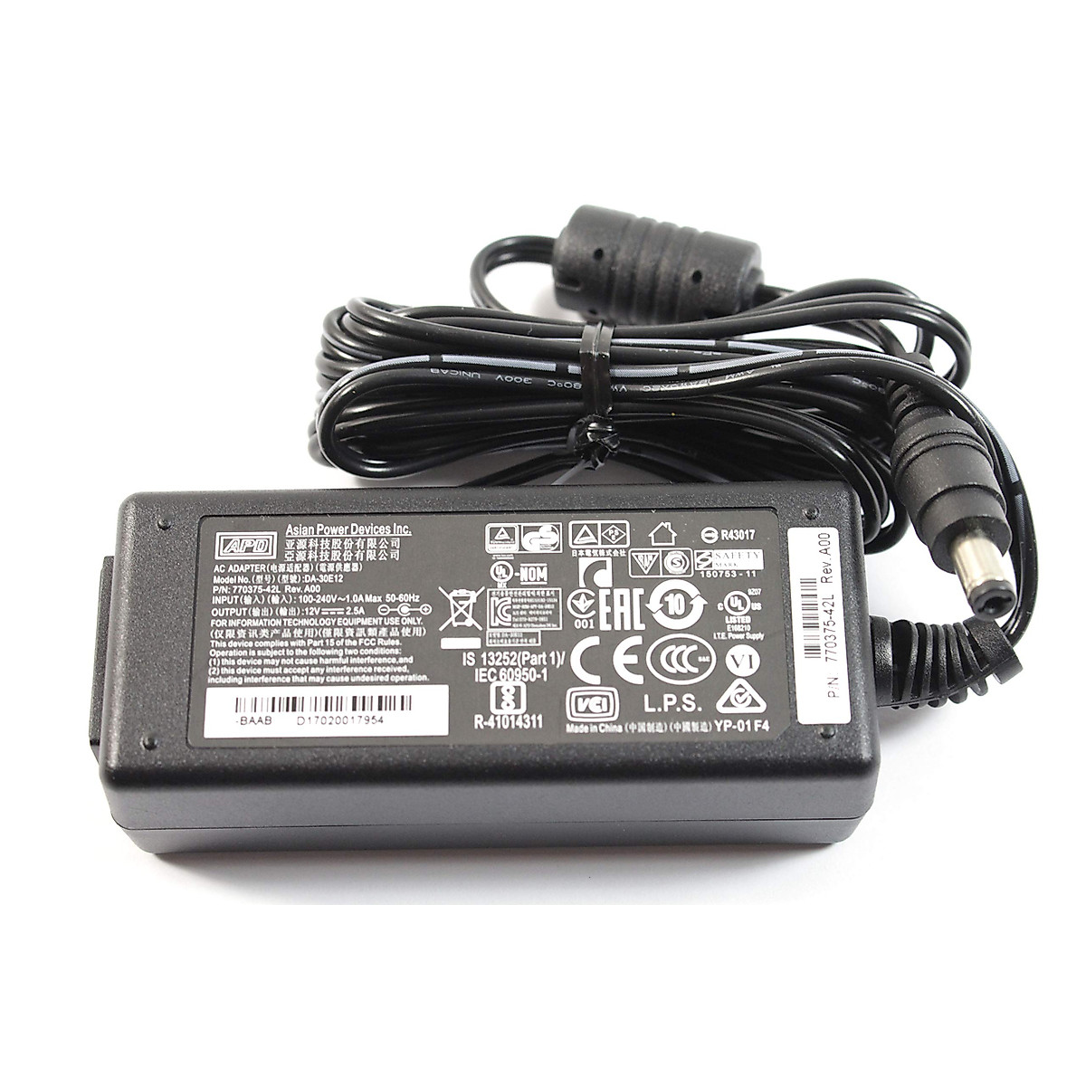 NEW ASIAN POWER DEVICES APD DA-30E12 AC ADAPTER 770375-31L WYSE THIN CLIENT