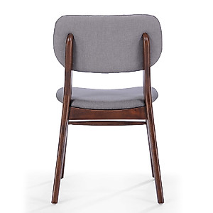 Christopher Knight Home Colette Fabric with Walnut Finish Dining Chairs, 2-Pcs Set, Light Grey / Walnut