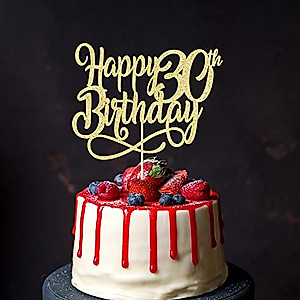 Qertesl Gold Glitter Happy 30th Birthday Cake Topper,Cheers to 30Years,happy 30th Birthday Cake Topper,30th Anniversary Cake Topper， men and women 30 years old happy birthday Party Decoration