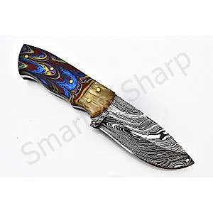 Smart & Sharp Custom Handmade Damascus Steel Hunting Knife/Skinning Knife AA-17216, 17217, 17218, 17219, 17220 and 17221 (Multi Color Resin)