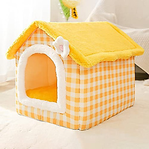 EastVita Pet House Ultra Soft Bed for Cat Dogs,Igloo Dog House Pet Sleep House Removable Washable Warm Cave Hideout House Indoor Tent Huts for Pet Kittens Puppy L19.2x15.3x18in