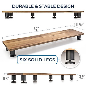 Nordik Large Dual Monitor Riser for 2 - Premium Handmade Hardwood Acacia Computer - Laptop TV Stand with Storage for Desk Accessories - Organizer Television