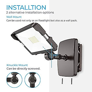 HYPERLITE 2 Pack 30W LED Flood Light Outdoor with Knuckle Mount, Wall Mount 5000K 3,300Lm IP65 Waterproof LED Security Lights for Yard Garden Garage UL Listed