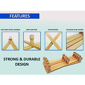 LENOX BOSS Accordion Wall Hanger, Expandable Coat Rack Wall Mounted, Wood Wall Accordion Hook Rack- Accordion Hat Rack for Coffee Mugs, Jackets, Purses, Scarfs, Non-Slip 14 peg Hooks White