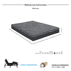 Lexicon Mclawren 8-Inch Memory Foam Hybrid Mattress, Full, Gray