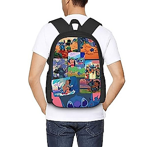 Cartoon Anime Backpack For Stitch Large Capacity Portable Anime Laptop Bag Cute Lightweight Outdoor Travel Backpack Casual