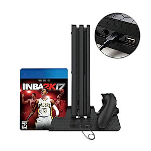 Deco Gear Vertical Dual Controller Charging Dock for PS4/ PS4 Slim/ PS4 Pro with 2 High Speed Cooling Fans and Slot for 12 Games