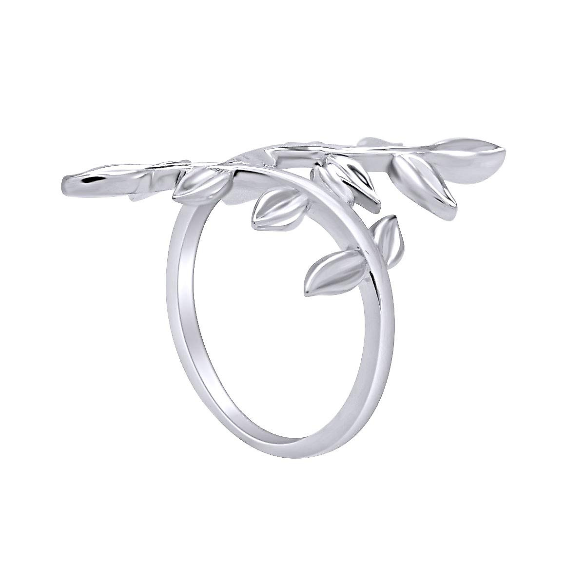 14K White Gold Plated 925 Sterling Silver Oliva Leaf Fashion Ring For Women Ring Size-6