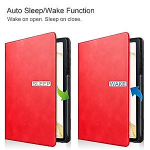 Case for Samsung Galaxy Tab S7 FE 12.4-Inch 2021 Release Model (SM-T730/733/736/738) Smart Slim Tri-Fold Tablet TPU Leather Cover With Auto Wake/Sleep for Samsung Galaxy Tab S7 FE Cover (Red)