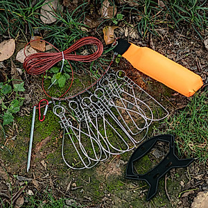 Goture Fishing Stringer Live Fish Lock, Stainless Steel Fish Stringer Clip, Big Fish Wire Rope Cable with Float and Plastic Handle, Fishing Holder Kit with High Strength 10 Snaps/Buckles