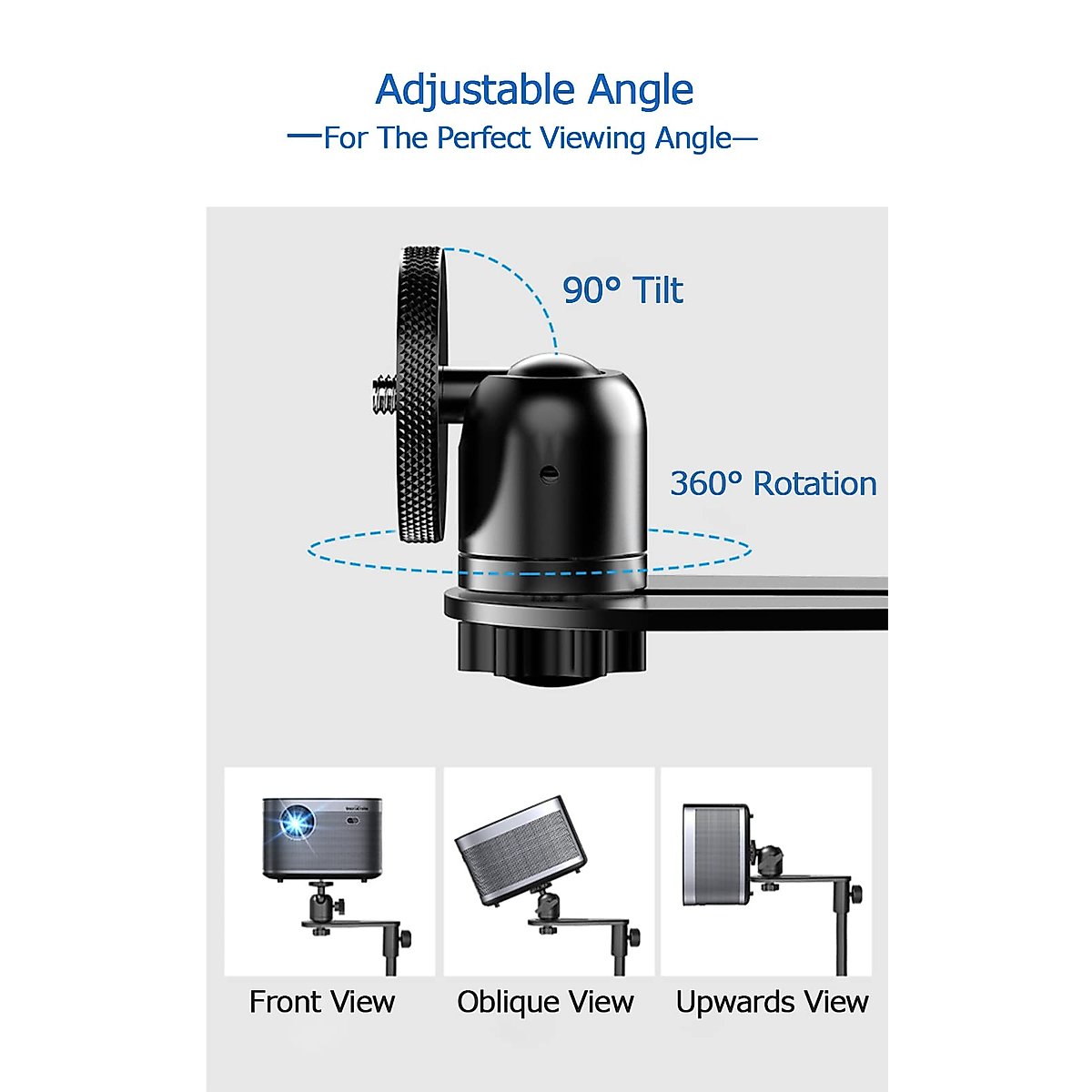 HIBORI Projector Stand Floor Projector Mount Adjustable Height 16 to 48 Inch Universal Projector Ceiling Mount 360 Degree Rotation Compatible with XGIMI, VANKYO, Jinhoo, AuKing