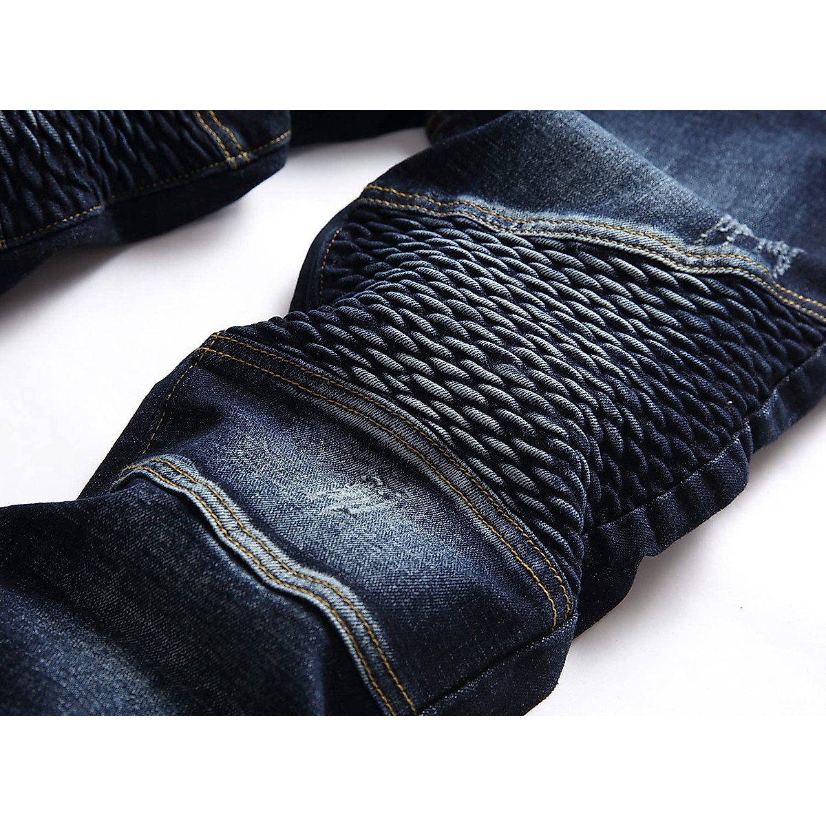 RXXKKK Men's Classic Zipper Biker Regular Fit Flex Jean (32, 1511 Dark Blue)