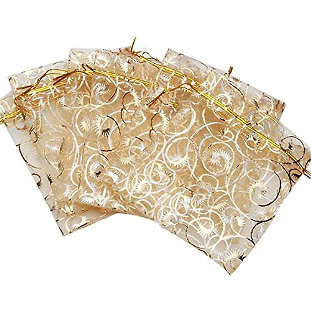 Yansanido Wedding Favors Small Gift Bags, 200pcs 3.9x4.7 Inch (10x12cm) Gold Organza Bags for Party Favor Bags Small Business Candy Bags Mesh Bag (200 Pcs Gold, 3.9 inch x 4.7 inch)
