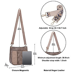 Caitina Crossbody Bag For Women,Vegan Leather Crossbody Hobo Handbag with 2 Adjustable Strap Zipped Pockets Shoulder Bags(Apricot)