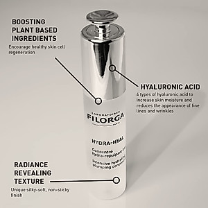 Filorga Hydra-Hyal Intensive Hydrating & Plumping Face Serum Treatment, Concentrated with Hyaluronic Acid for Anti Aging Skin Brightening and Moisturizing, 1 fl. oz.