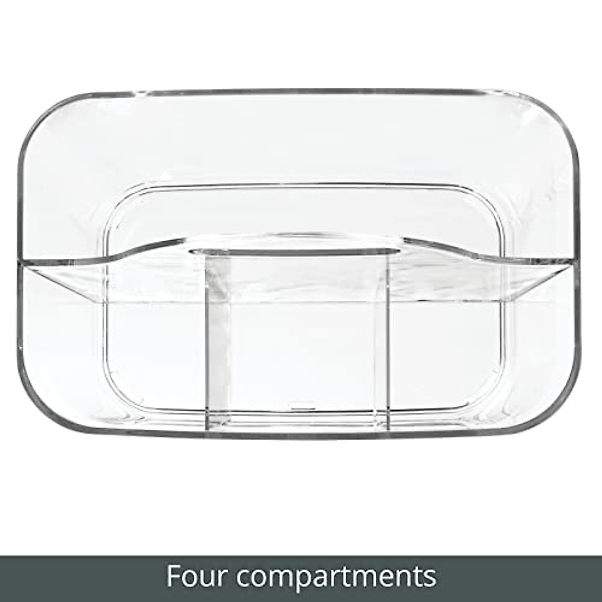 mDesign Small Plastic Shower/Bath Storage Organizer Caddy Tote with Handle for Dorm, Shelf, Cabinet - Hold Soap, Shampoo, Conditioner, Combs, Brushes, Lumiere Collection, 2 Pack, Clear