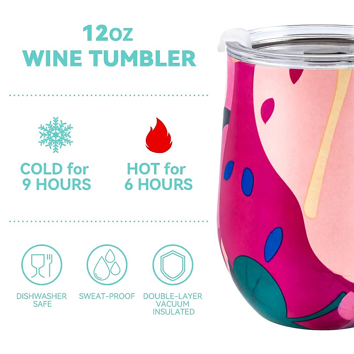 PLATINIUM Stainless Steel Wine Tumbler,12oz Vacuum Insulated Wine Tumbler with Lid,Stemless Wine Tumbler,Keep Cold & Hot,Leak-Proof,Dishwasher Safe,Perfect for Travel & Outdoors|Forest