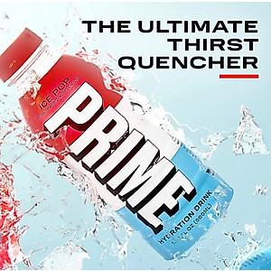 Prime Hydration Drink Sports Beverage "ICE POP," Naturally Flavored, 10% Coconut Water, 250mg BCAAs, B Vitamins, Antioxidants, 834mg Electrolytes, Only 20 Calories per 16.9 Fl Oz Bottle (Pack of 15)