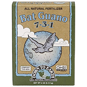 Down to Earth Organic Bat Guano Fertilizer Mix 7-3-1, 4oz