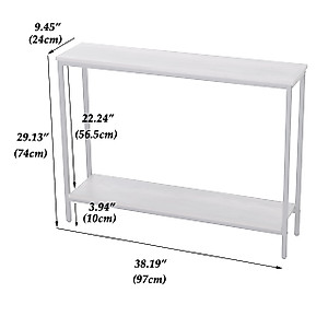 MAJARO Modern Industrial Sofa Console Table for Living Room, Office (Dark Grey, Double Layer)