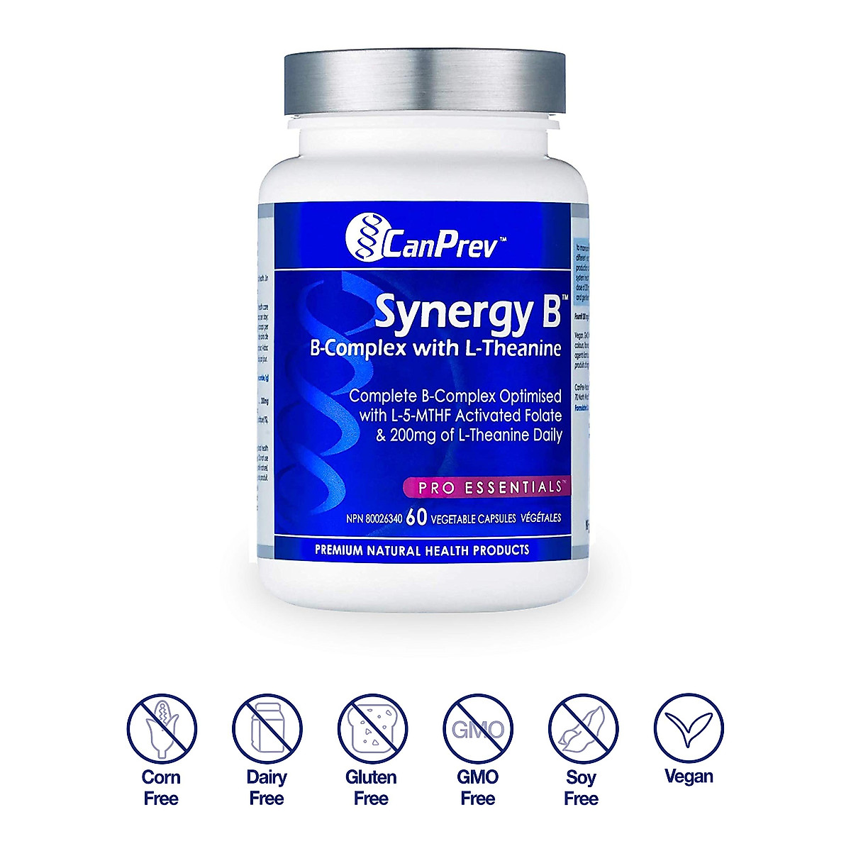 CanPrev Synergy B-Complex with L-Theanine Vegi Capsules, 60 Count