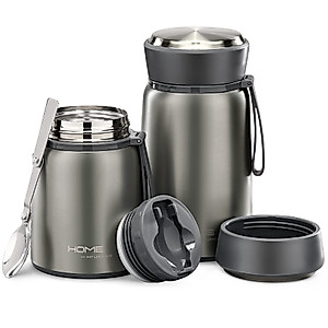 2 Pack Insulated Food Jar Thermos For Hot Food For Adults Kids(18oz,27oz), Lunch Box Stainless Steel Vacuum Soup Thermos Container Flask Keep Hot Cold With Spoon