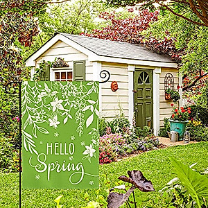 AVOIN colorlife Hello Spring Floral Garden Flag 12x18 Inch Double Sided Outside, Green Seasonal Yard Outdoor Flag