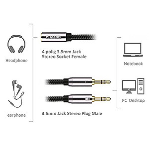 Headset Splitter Cable, DUKABEL Gold-Plated & Strong Braided Y Splitter Audio Cable Separate Microphone Headphone Port Gaming Headset Splitter PC Earphone Adapter VoIP Phone -TopSeries (12inch / 30cm)