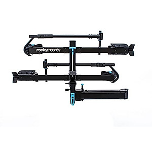 RockyMounts BackStage 2" Receiver Swing Away platform hitch 2 bicycle rack. Allows full access to the rear of the vehicle with bikes on or off the rack.