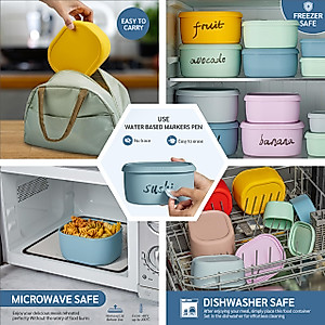 ISSEVE 12Pcs/Set Nesting Silicone Food Storage Containers with Lids, BPA Free Reusable Meal Prep Silicone Containers Airtight, Freezer Dishwasher Safe (33.8oz, 20oz, 10oz, 6.7oz, 1.3oz) (Blue)