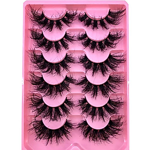 HBZGTLAD 6 Pairs Fluffy False Eyelashes Natural Faux Mink Strip 3D Lashes Pack (SY-02)