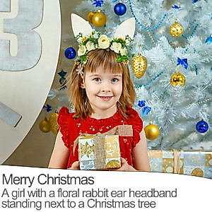 Bnikion Easter Floral Bunny Ears Headband Spring Woodland Flower Fairy Rabbit Hairband Wedding Party Birthday Supply