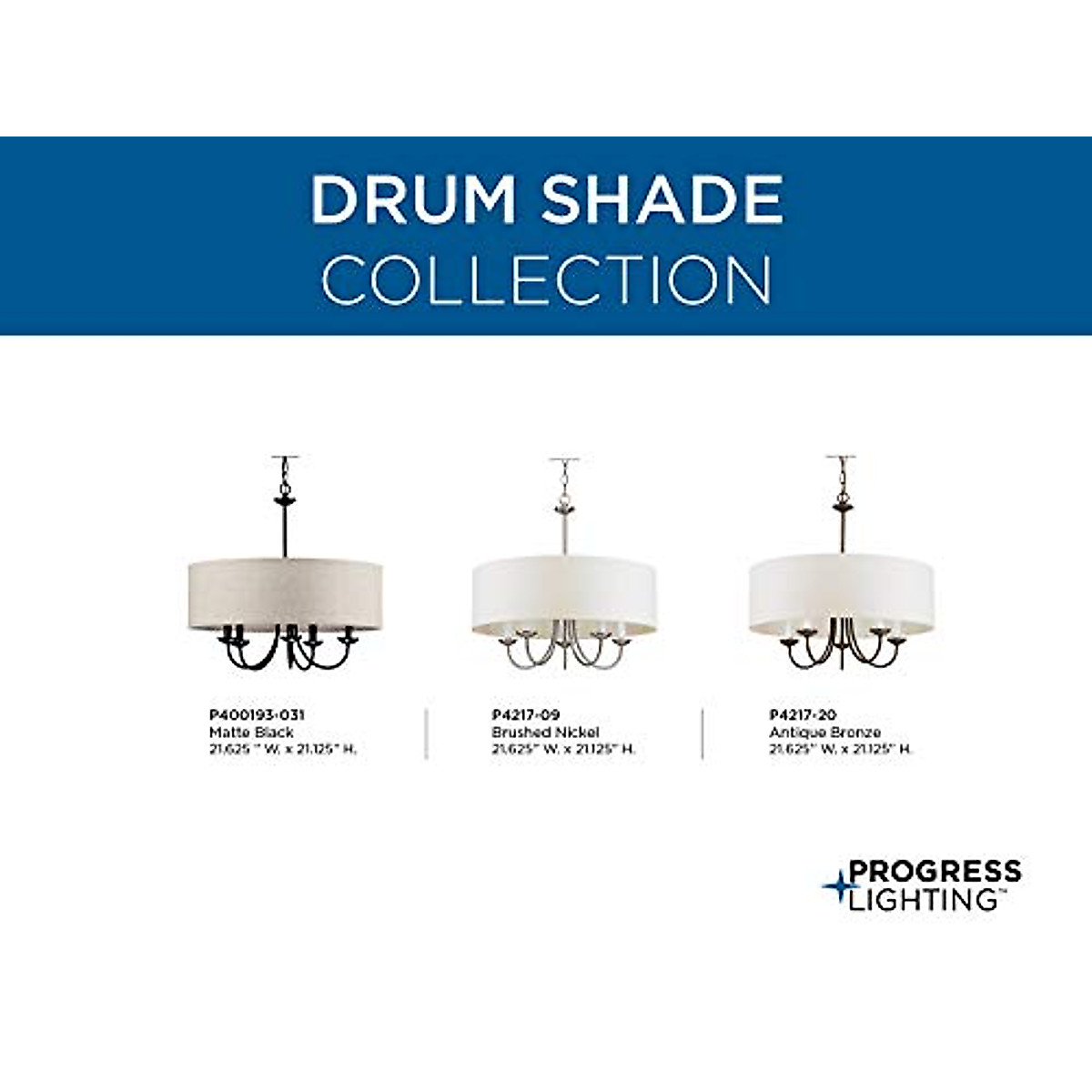 Drum Shade Collection 5-Light White Textured Linen Shade Farmhouse Chandelier Light Antique Bronze