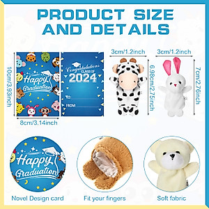 Zhanmai 40 Pcs Kindergarten Graduation Gifts Bulk Animal Finger Puppet Toy with Gift Graduation Card, Preschool Graduation Classroom Exchange Gifts, Graduation Party Favors for Kids