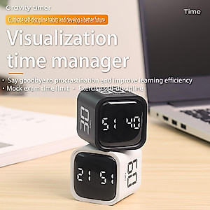 VEWINGL Cube Timer,Rotation Timer,5/10/30/60 Minutes and Custom Countdown,Productivity Timer,Pause and Resume,Silent,Vibrate and Adjustable Sound Alarm for Tasks,Work,Study,Kitchen (F4, Black)