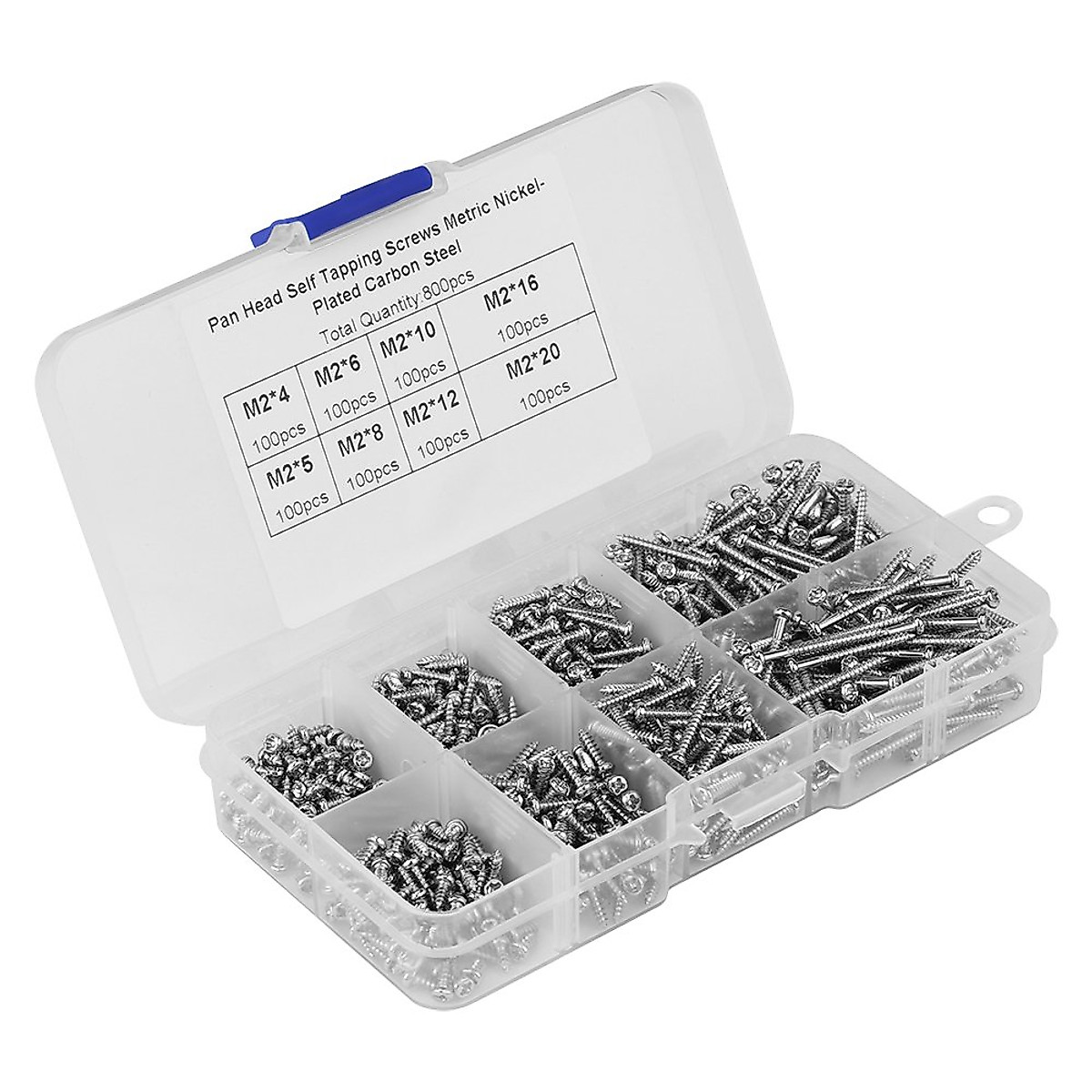 800PCS M2 Self Drilling Screw Assortment Kit 8 Sizes Cross Drive Pan Head Tapping Wood Screws Fasteners Set Used in in Energy, Electronics, Electrical Appliances