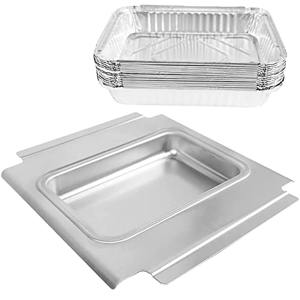 Hisencn 80580 Catch Pan Holder for Weber Q200 and Q300 Series Gas Grill, Drip Tray for Weber Q200 Q300 Q220 Q240 Q2000 Q2200 Q320 Collection Pan with 15 Pack Aluminum Foil Liner Replace Part for 41877
