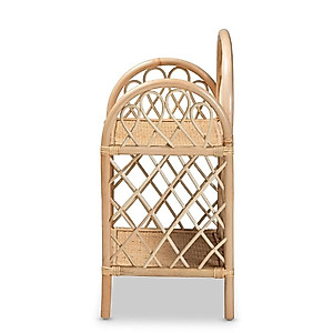 Baxton Studio Hammond Modern Bohemian Natural Brown Rattan 2-Tier Display Shelf