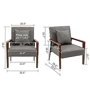 Wycian Counter Height Chairs, Dining Chair Seat Pu Leather Grey with Removable Cushion Seat Height 15.7" for Living Room Bedroom Dining Rooms Garden 1PC