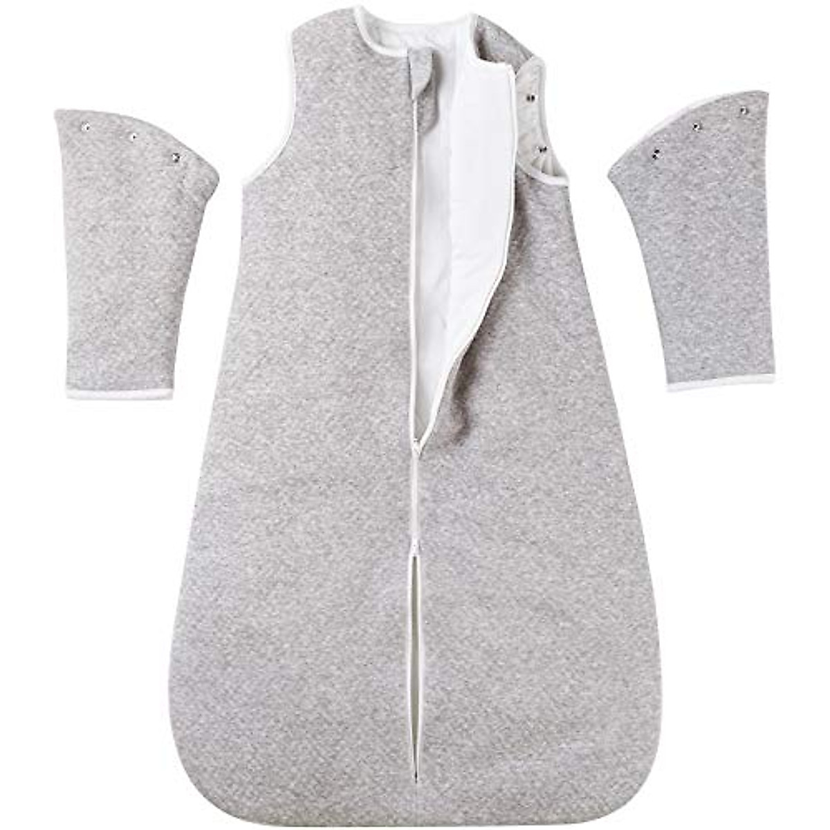 Chuchu Puff Baby Sleeping Bag, Autumn and Winter, Detachable Long Sleeves 2.5 Tog Inverted Zipper Warm Wearable Blanket Super Soft Breathable Cotton Baby Sleep Bag fit Infants and Toddler, 6-18 Months