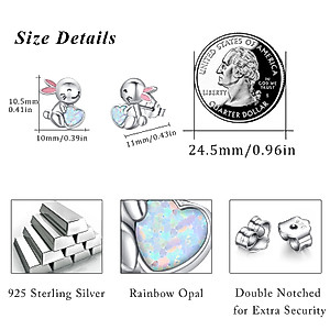 Bunny Earrings for Women Sister Daughter 925 Sterling Silver Cute Rabbit Stud Earrings with Love Opal Hypoallergenic Easter Birthday Christmas Holiday Jewelry Gifts for Sensitive Ears