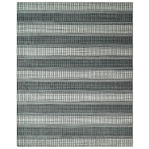 Modern Hand Made Stripes Scandinavian Blended Wool Flatwoven Area Rug, Ivory, Gray and Brown, 8x10 | KE23810