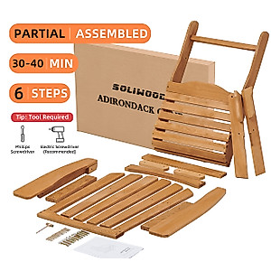 Oversize Wooden Folding Adirondack Chair, Half Pre-Assembled Wood Lounge Chair for Outdoor Patio Garden Lawn Backyard Deck Pool Beach Firepit