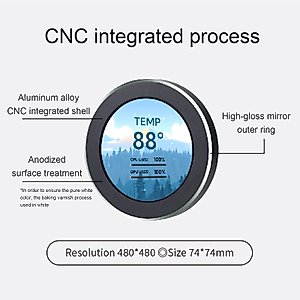 WOWNOVA 2.1" AIO Computer Temp Monitor CPU Cooler LCD Display Upgrade Kit for Water Cooling Systems, PC Sensor Panel for PC Computer Accessories in Side Prebuilt Gaming PC Parts ARGB Case (White)