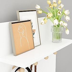 ECACAD 2 in 1 Full Length Mirror Wall Mounted with Shelves, Full Body Dressing Mirror, Versatile Coat Rack with Sliding Mirror for Entryway, Bedroom, White (15.7"-30.5" x 47.2")