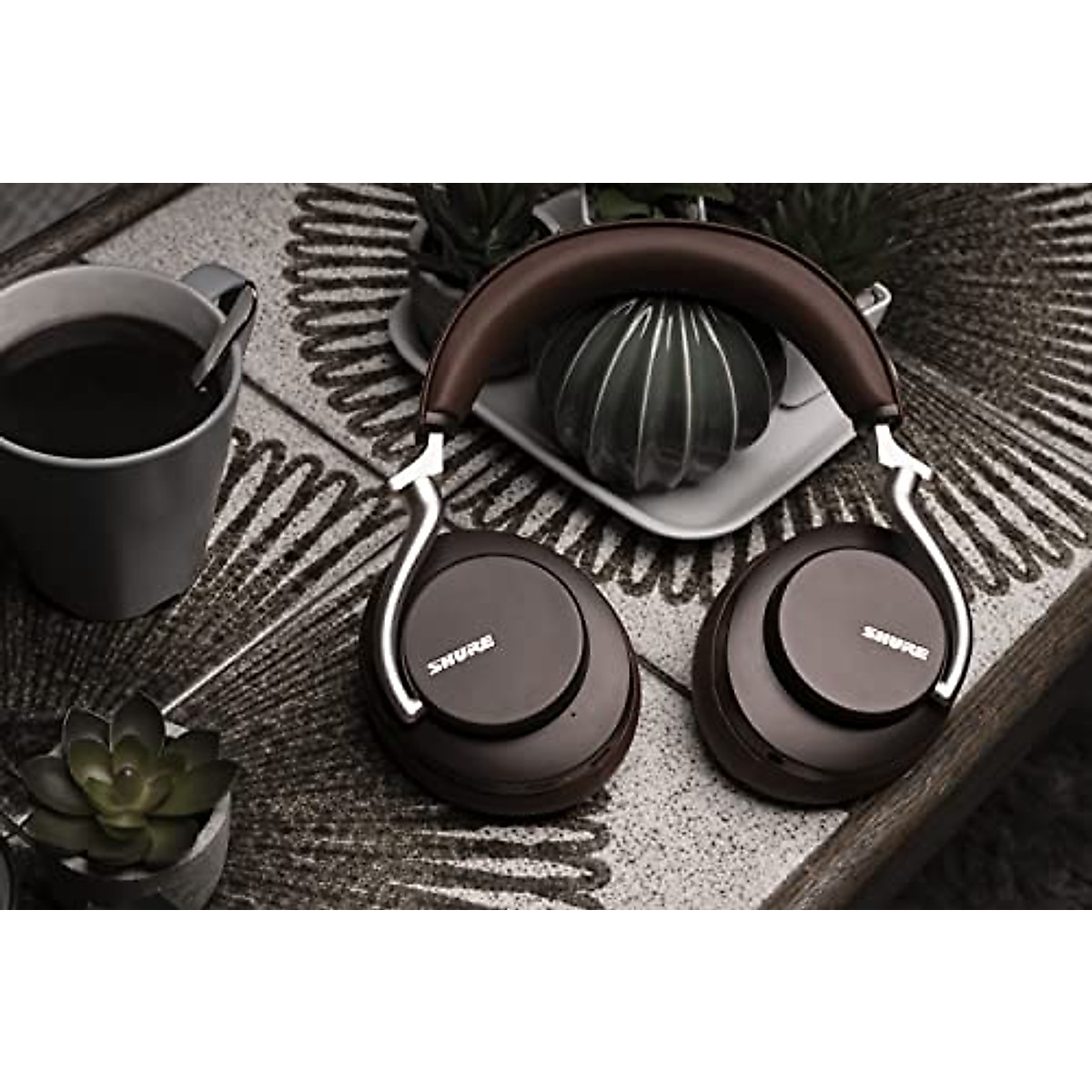 Shure AONIC 50 Wireless Noise Cancelling Headphones, Premium Studio-Quality Sound, Bluetooth 5 Wireless Technology, Comfort Fit Over Ear, 20 Hours Battery Life, Fingertip Controls - Brown