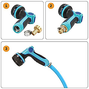 STYDDI Garden Hose Repair Kit, Solid Brass Water Hose Mender Female and Male Hose Connector with Clamps, Fit Standard 1/2" Rubber Garden Hose, 4 Set