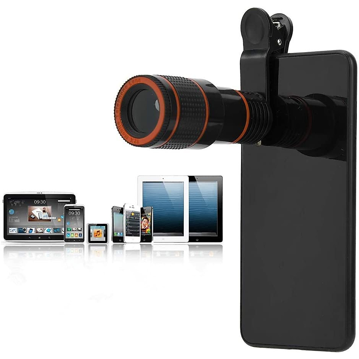 Cell Phone Camera Lens, Professional 12X Telephoto Lens， Telescopic Focusing Universal Phone Camera Lens for Mobile Phone Tablet Cell Phone Lens