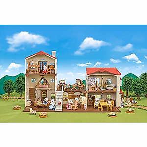Calico Critters Red Roof Grand Mansion Gift Set, Dollhouse Playset with 3 Figures, Furniture, Vehicle and Accessories